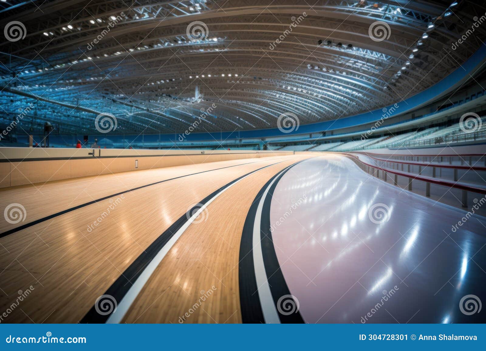 Curved Indoor Velodrome Track with Striking Lines. Stock Image - Image ...