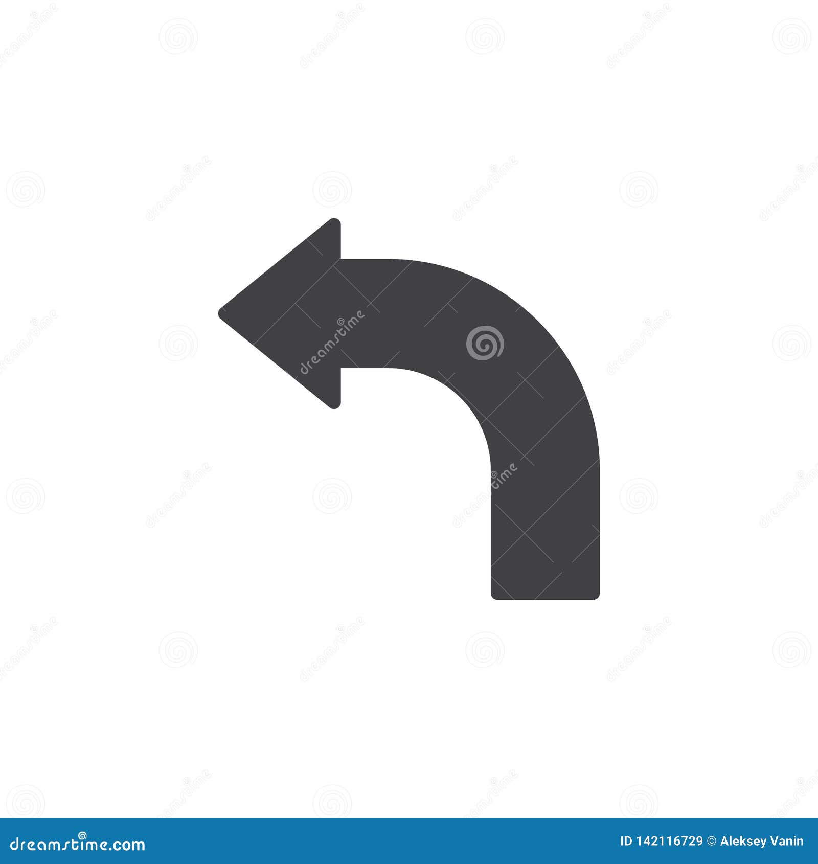 Curved Left Arrow Vector Icon Stock Vector - Illustration of single ...