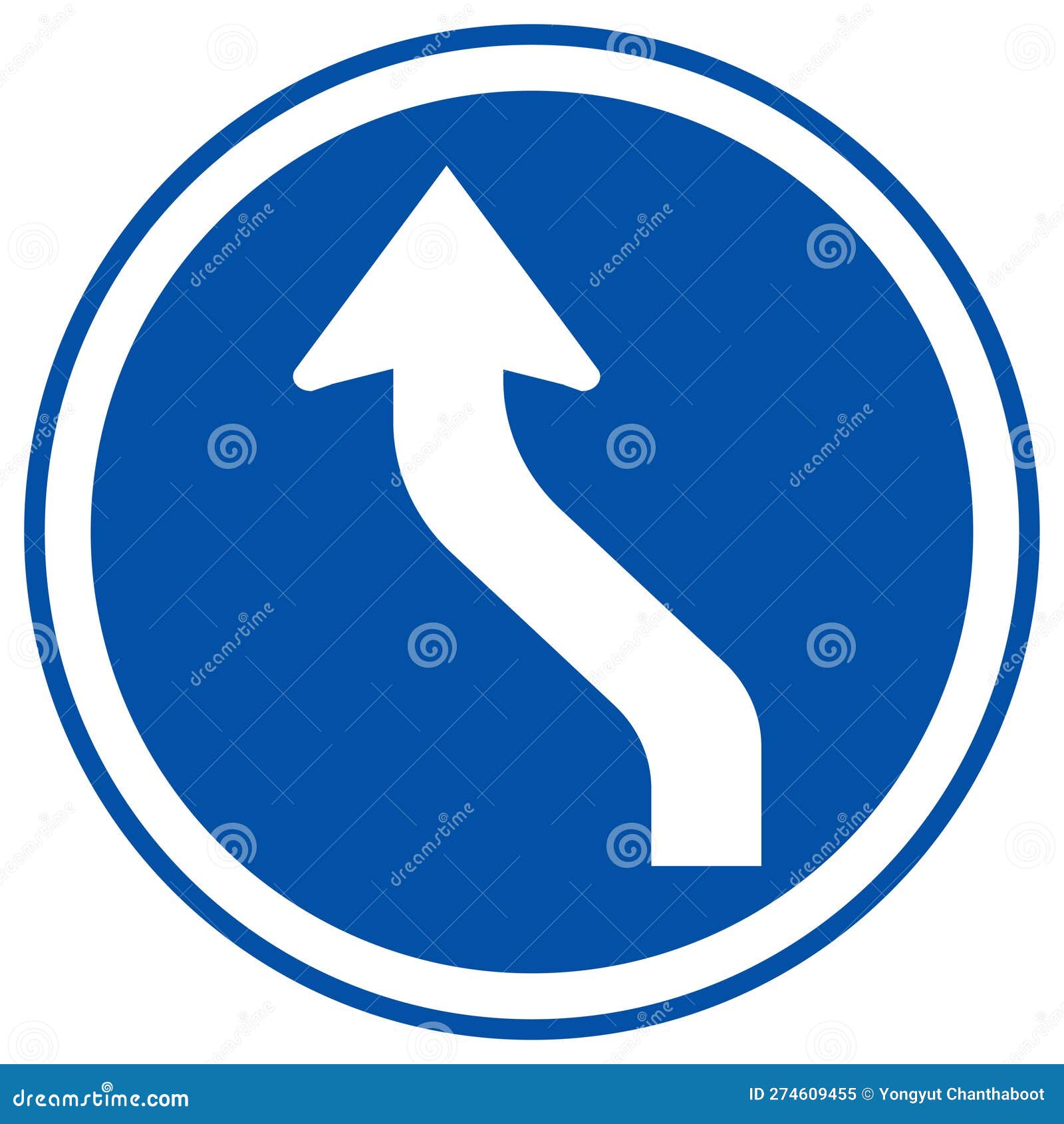 Curved Left Traffic Road Sign,Vector Illustration, Isolate on White ...