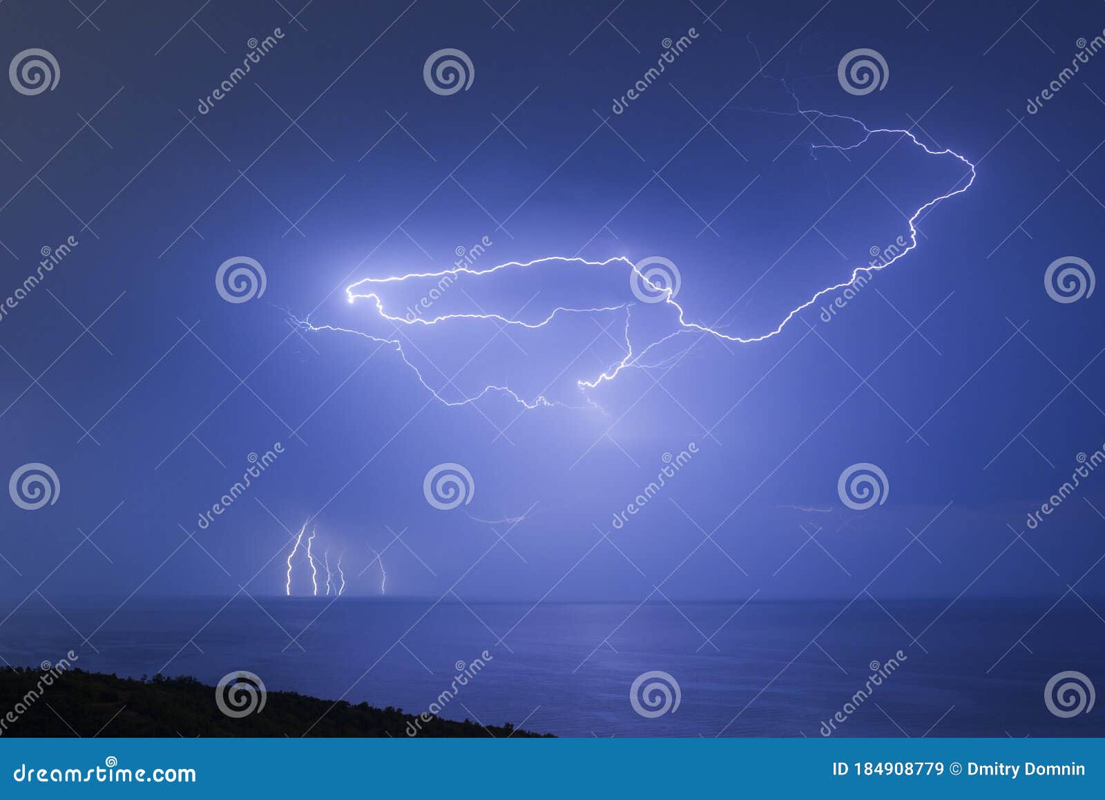Curved Lightning in the Sky Stock Image - Image of energy, cloudy ...