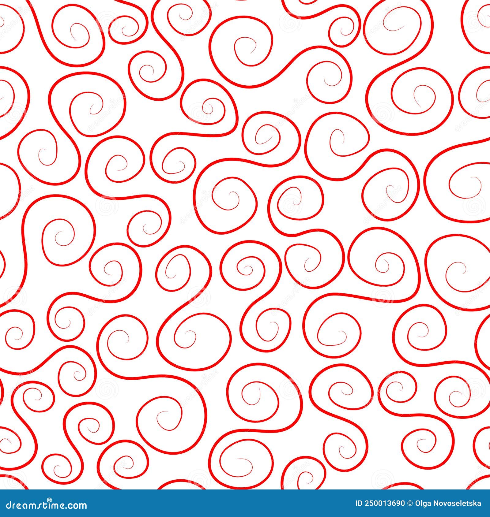 Curved Line Seamless Pattern. Handwritten Vector Doodles. Stock ...