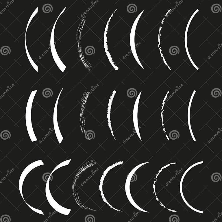 Curved Line Set. Various Arc Shapes. Black Stroke Pattern. Vector ...