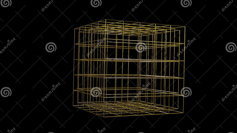 Curved Lines Go Around Inside of a Square Wire Frame Stock Illustration ...