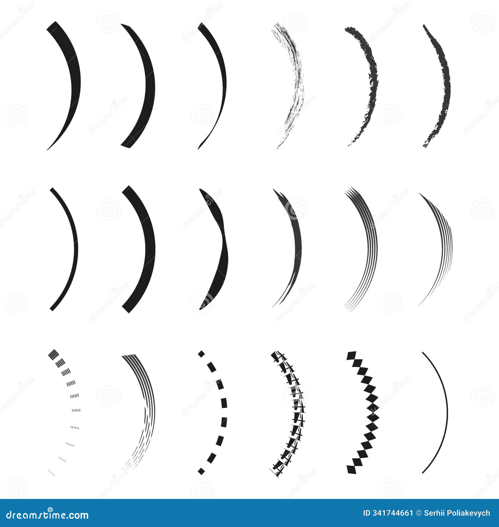 Curved Lines Icon. Abstract Arc Shapes. Black Curve Patterns. Vector ...
