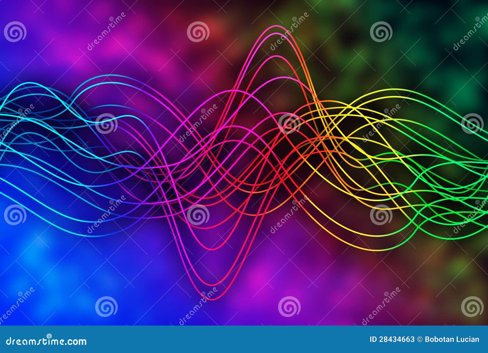 Curved Lines Over Spectral Background Stock Illustration - Illustration ...
