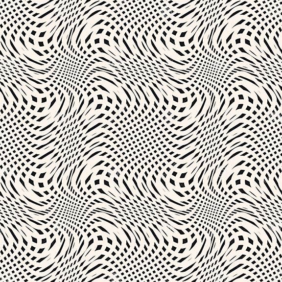 Curved Lines Seamless Pattern. Vector Black and White Ripple Surface ...