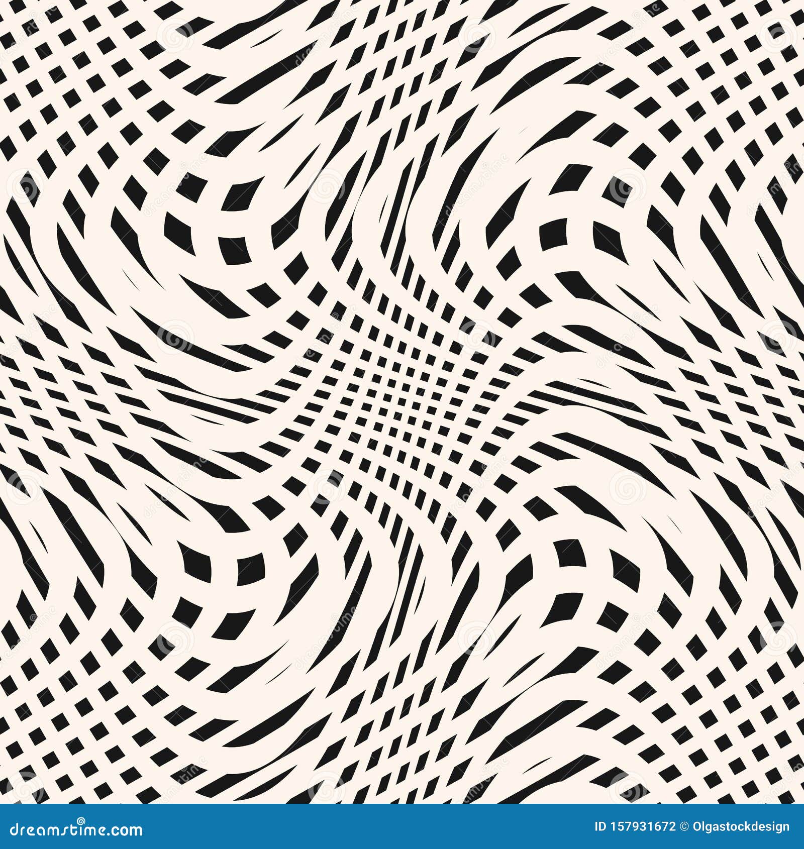 Curved Lines Seamless Pattern. Vector Black and White Ripple Surface ...
