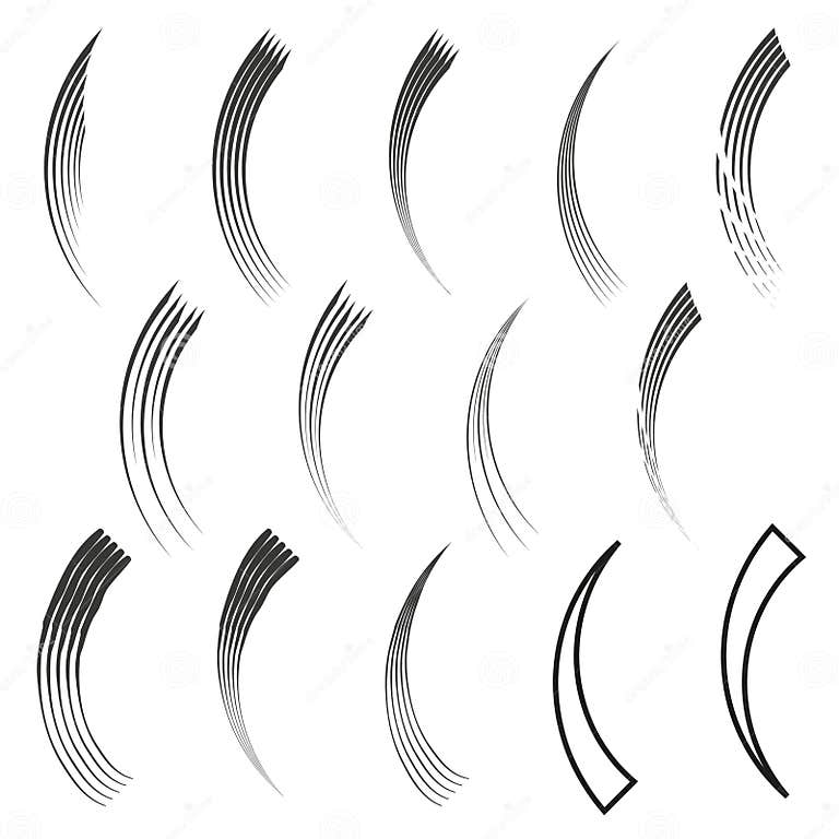 Curved Lines Set. Black and White. Different Styles. Vector Elements ...