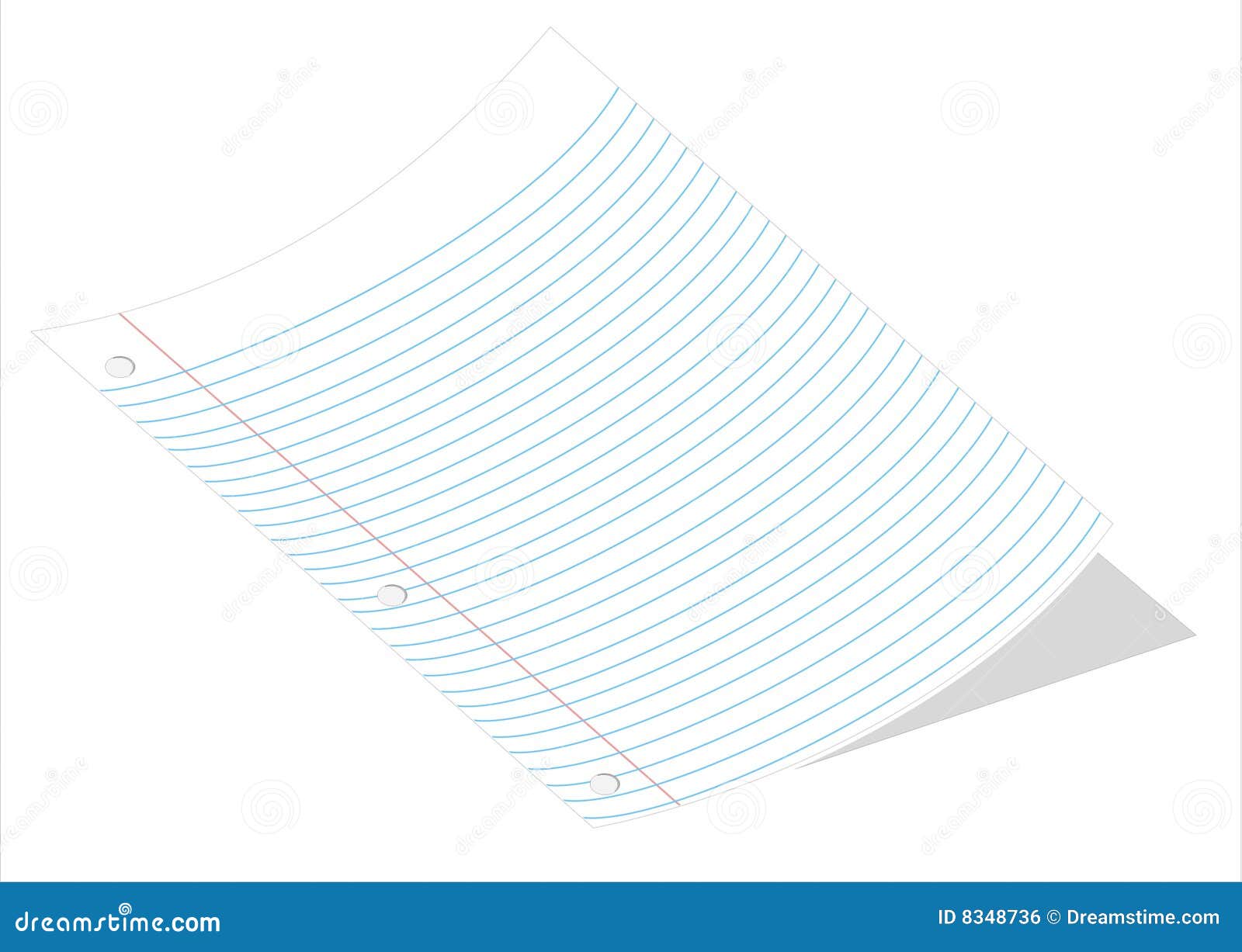 Curved loose leaf paper stock vector. Illustration of isolated - 8348736