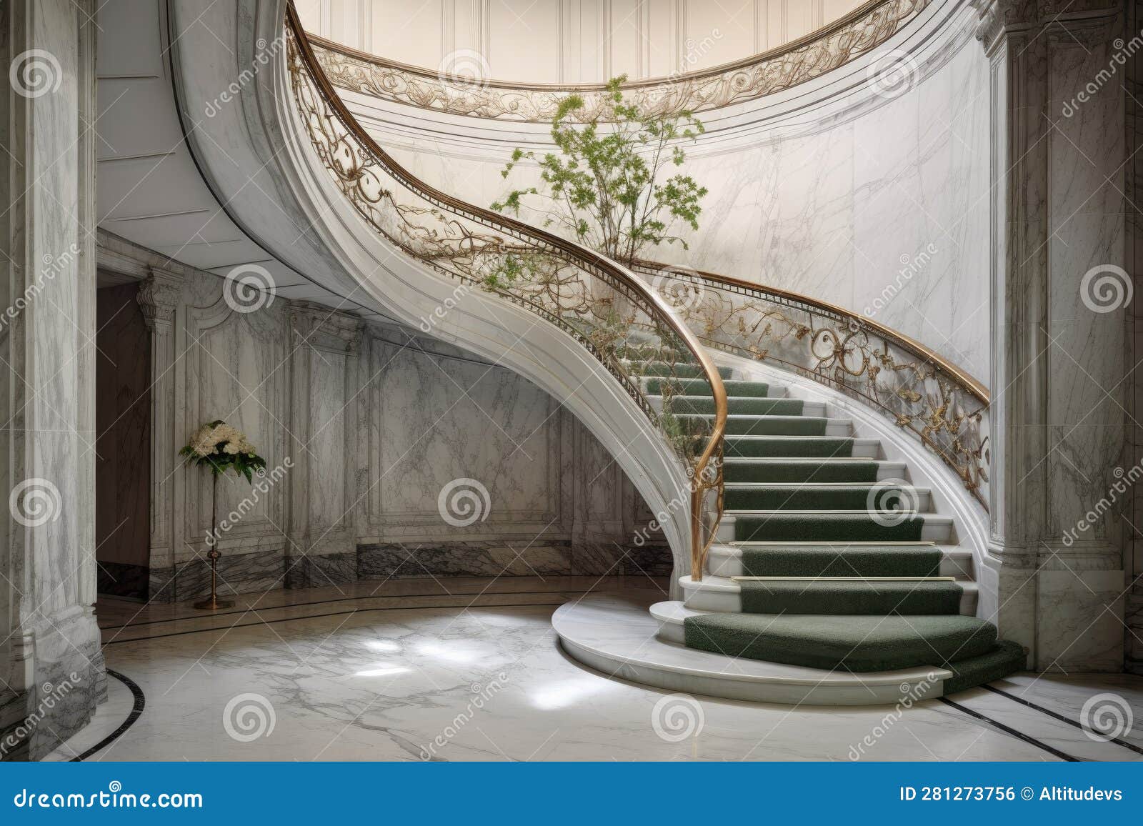 Curved Marble Staircase in a Luxury Mansion Stock Photo - Image of ...