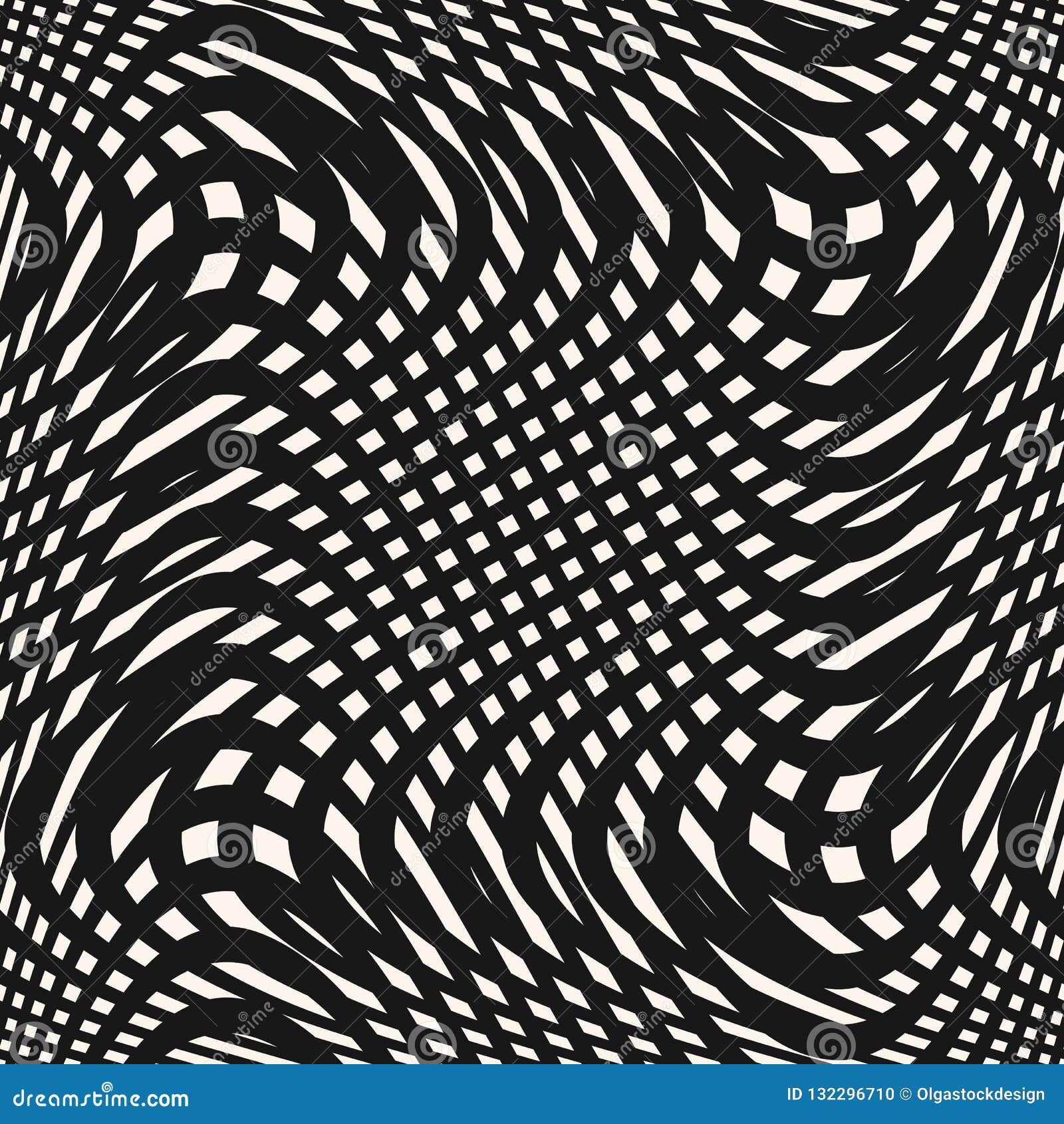 Curved Mesh Seamless Pattern. Dynamical 3D Effect, Illusion of Movement ...