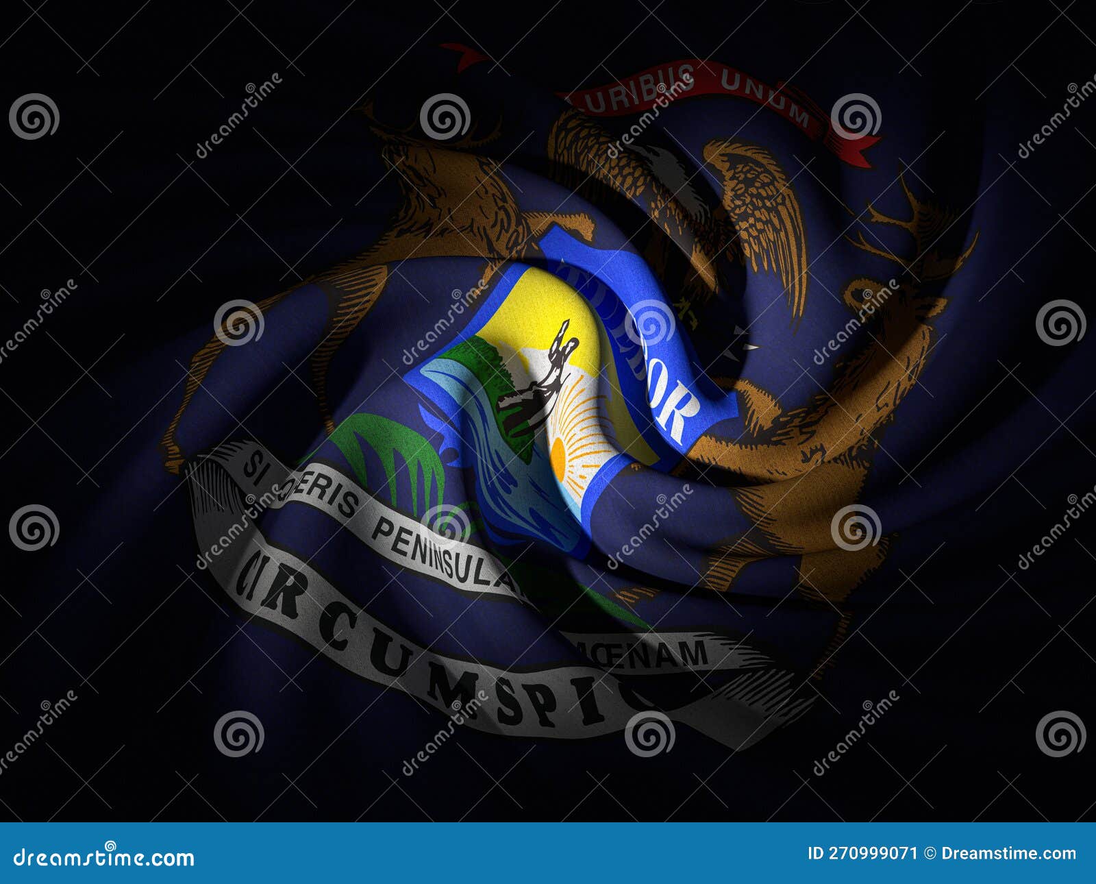 Michigan Flag Isolated On White Background. 3d Illustration Royalty ...