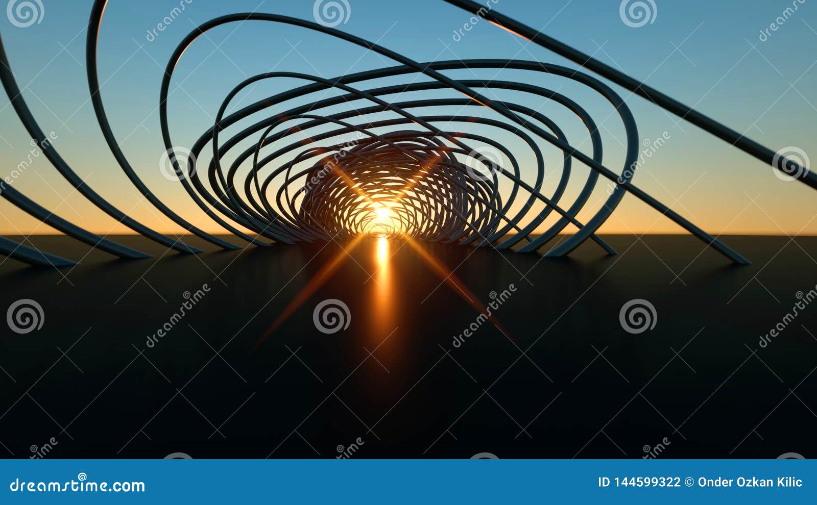 Curved Modern Bridge at Sunset 3 Dimensional Realistic Curving Modern ...