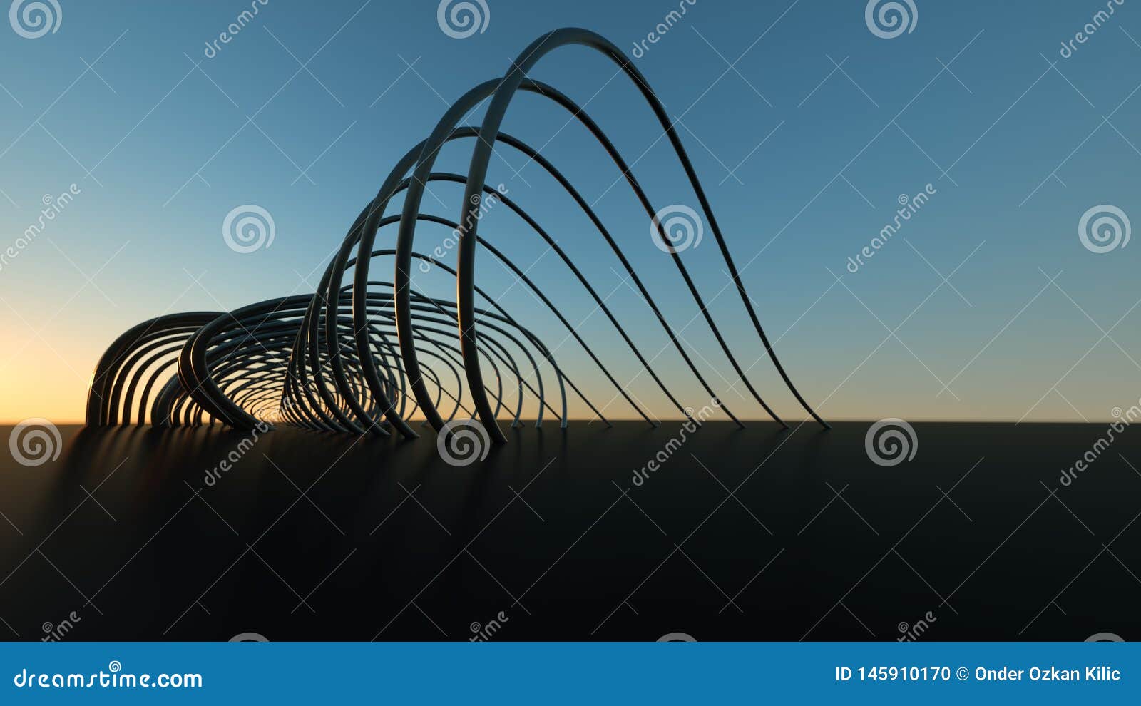 Curved Modern Bridge at Sunset 3 Dimensional Realistic Curving Modern ...