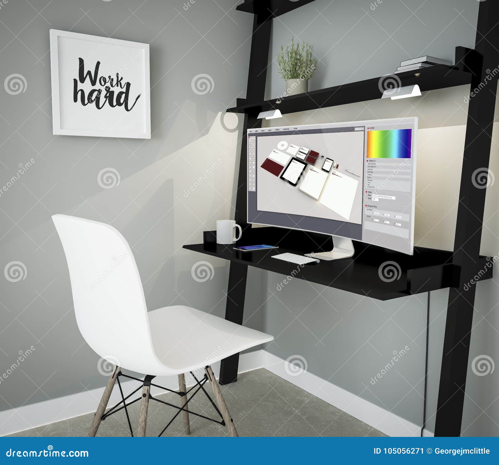 Curved Monitor Branding Software Workplace Stock Illustration ...