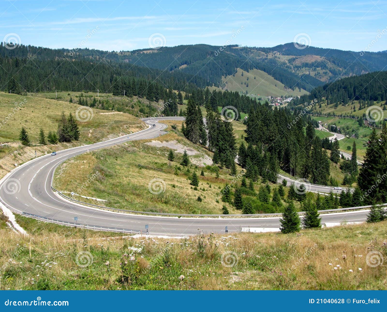Curved mountain road stock photo. Image of forest, summer - 21040628