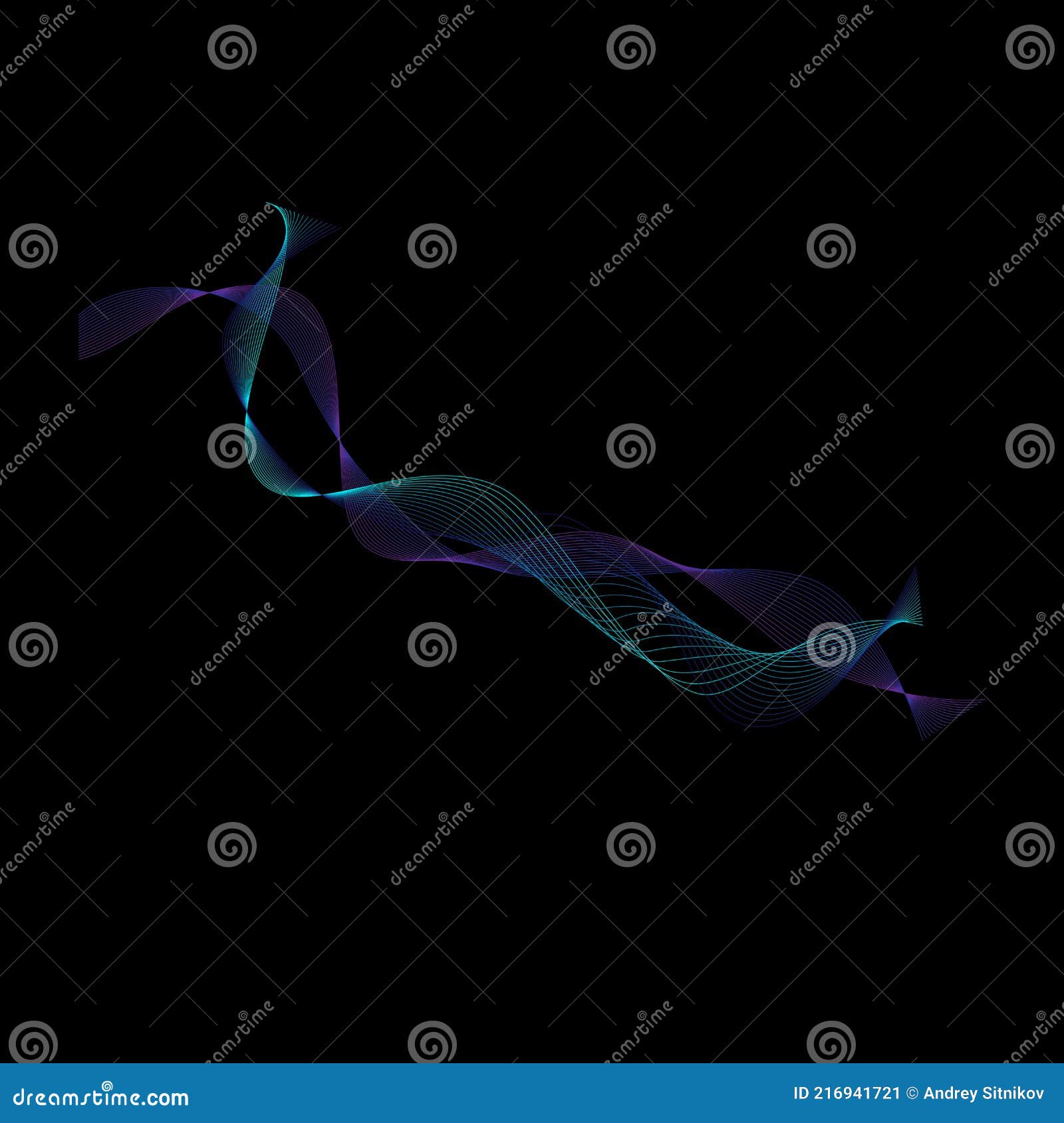 Curved Multicolored Lines on a Black Background Stock Vector ...