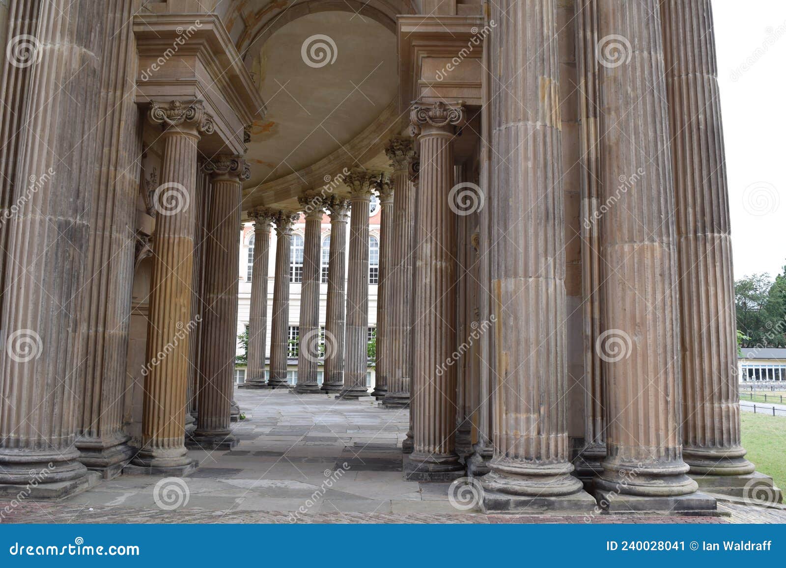 Curved Neoclassical Colonnade in Potsdam, Germany Stock Image - Image ...
