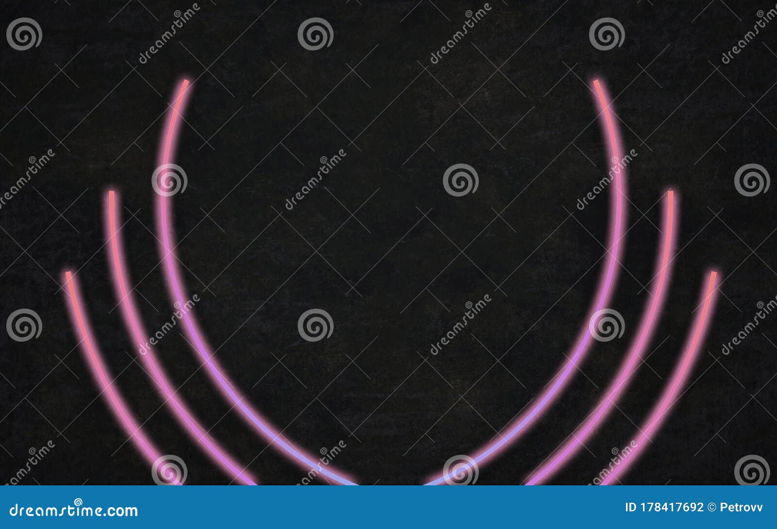Curved Neon Lines on Black Concrete Stock Illustration - Illustration ...