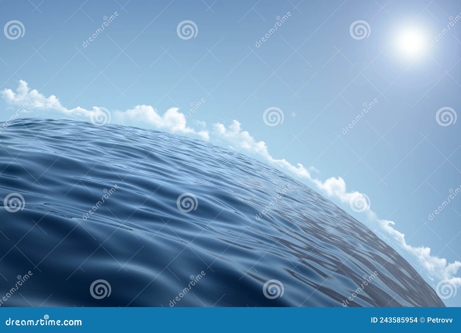 Curved Ocean Surface with Horizon Stock Illustration - Illustration of ...
