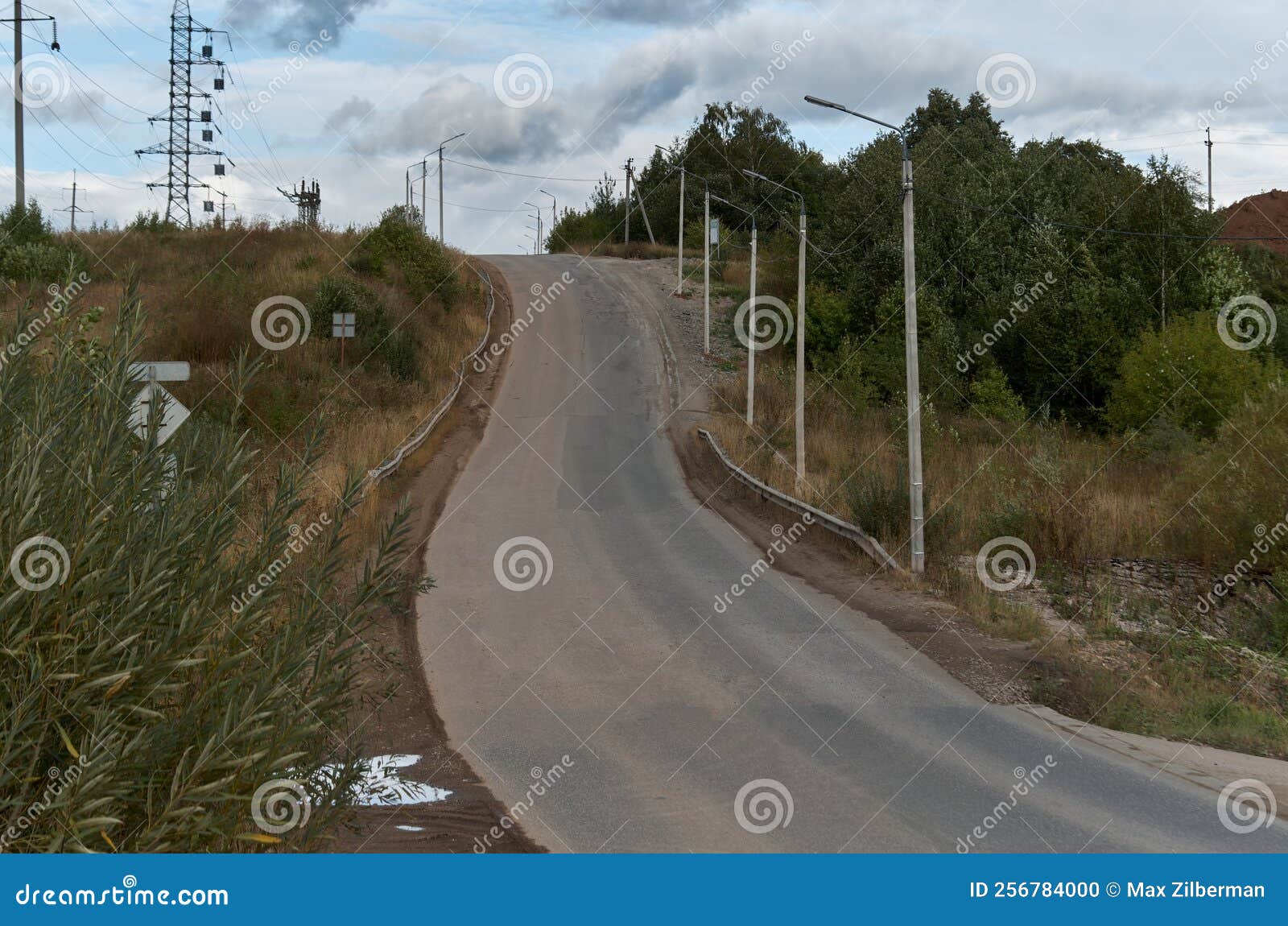 Curved Old Asphalt Road without Road Markings in Countryside Stock ...