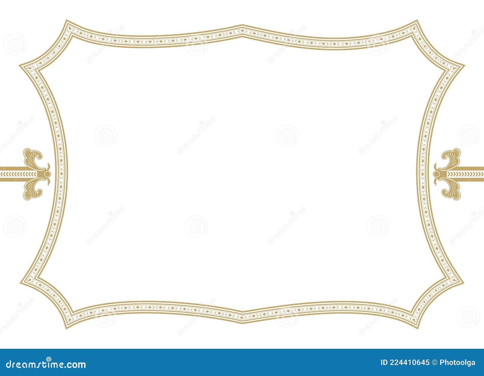 Curved Ornamental Frame for Certificate. Vintage Border for Diploma ...