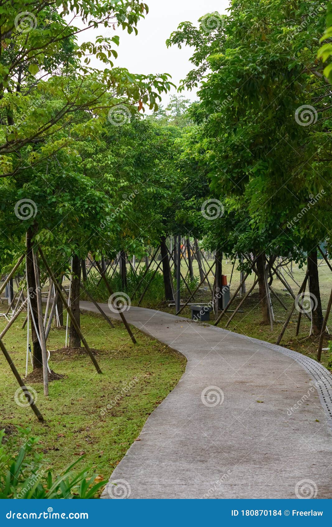 Curved Outdoor Pathway in Park Stock Photo - Image of park, landscape ...