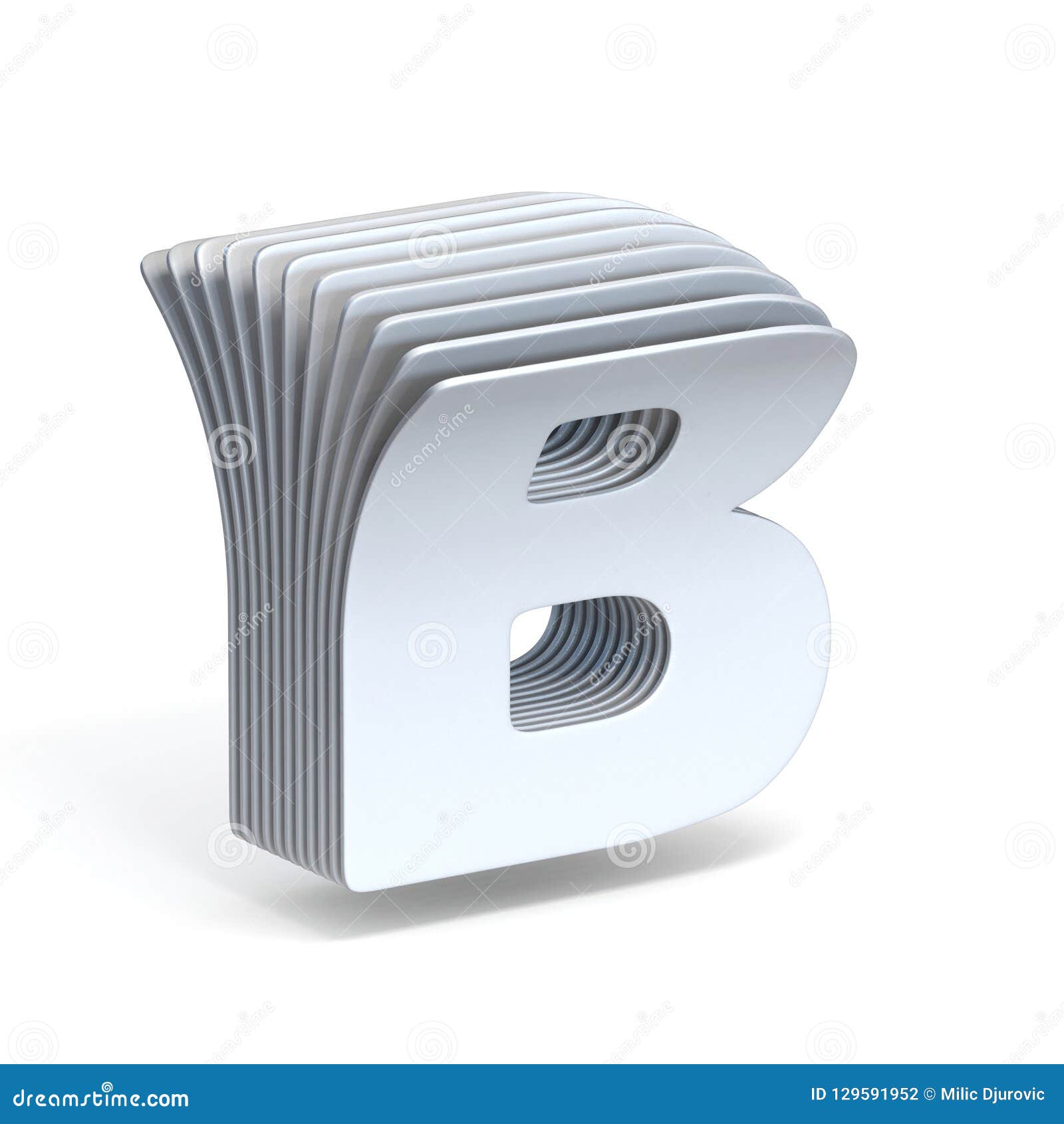 Curved Paper Sheets Letter B 3D Stock Illustration - Illustration of ...