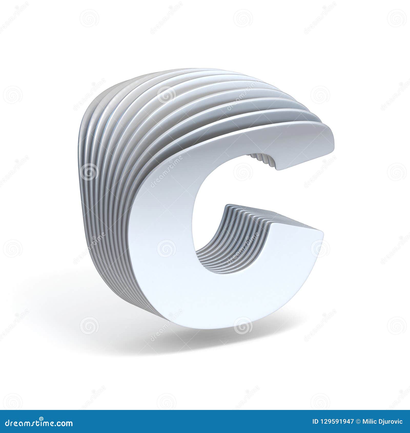 Curved Paper Sheets Letter C 3D Stock Illustration - Illustration of ...