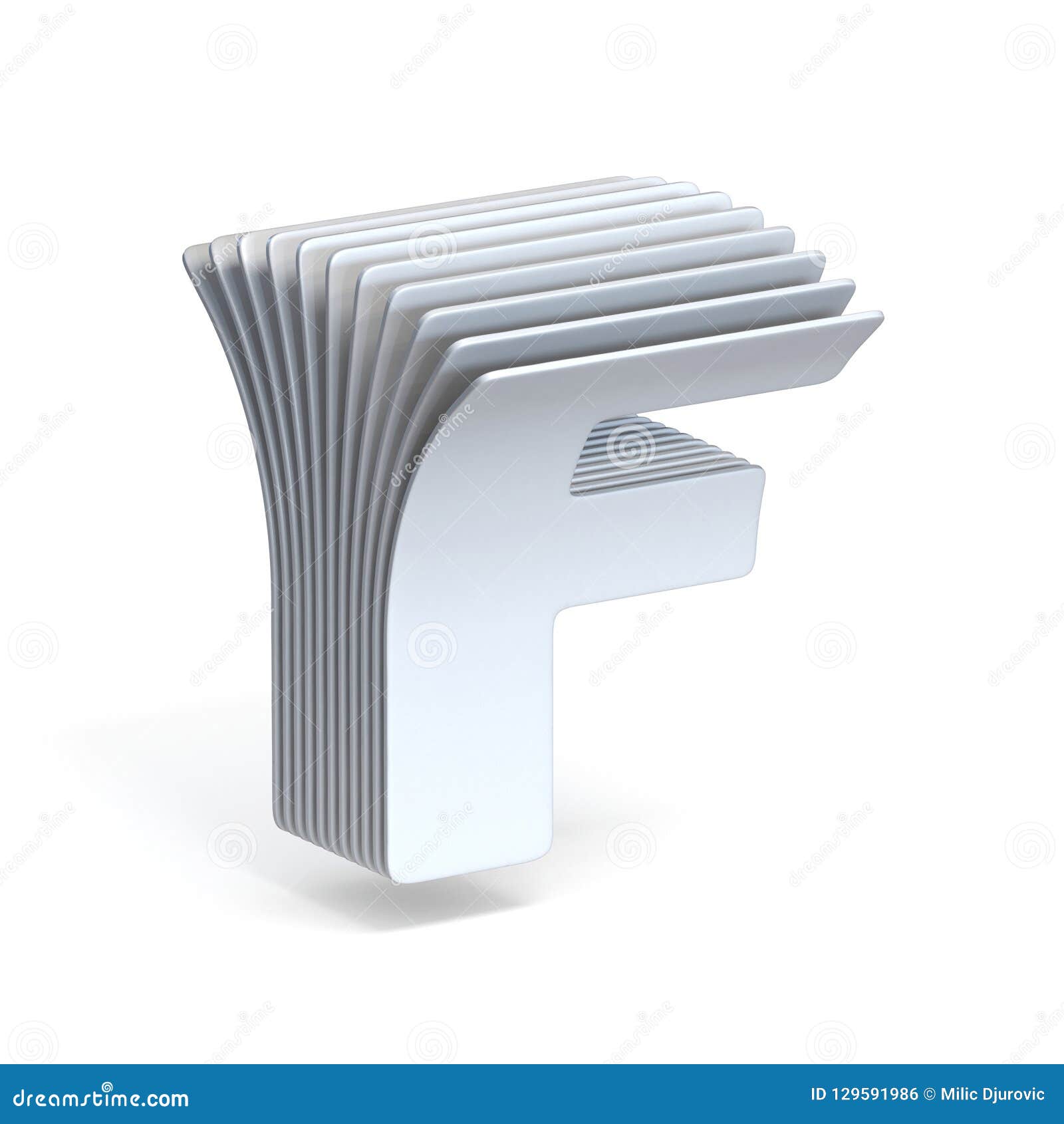 Curved Paper Sheets Letter F 3D Stock Illustration - Illustration of ...