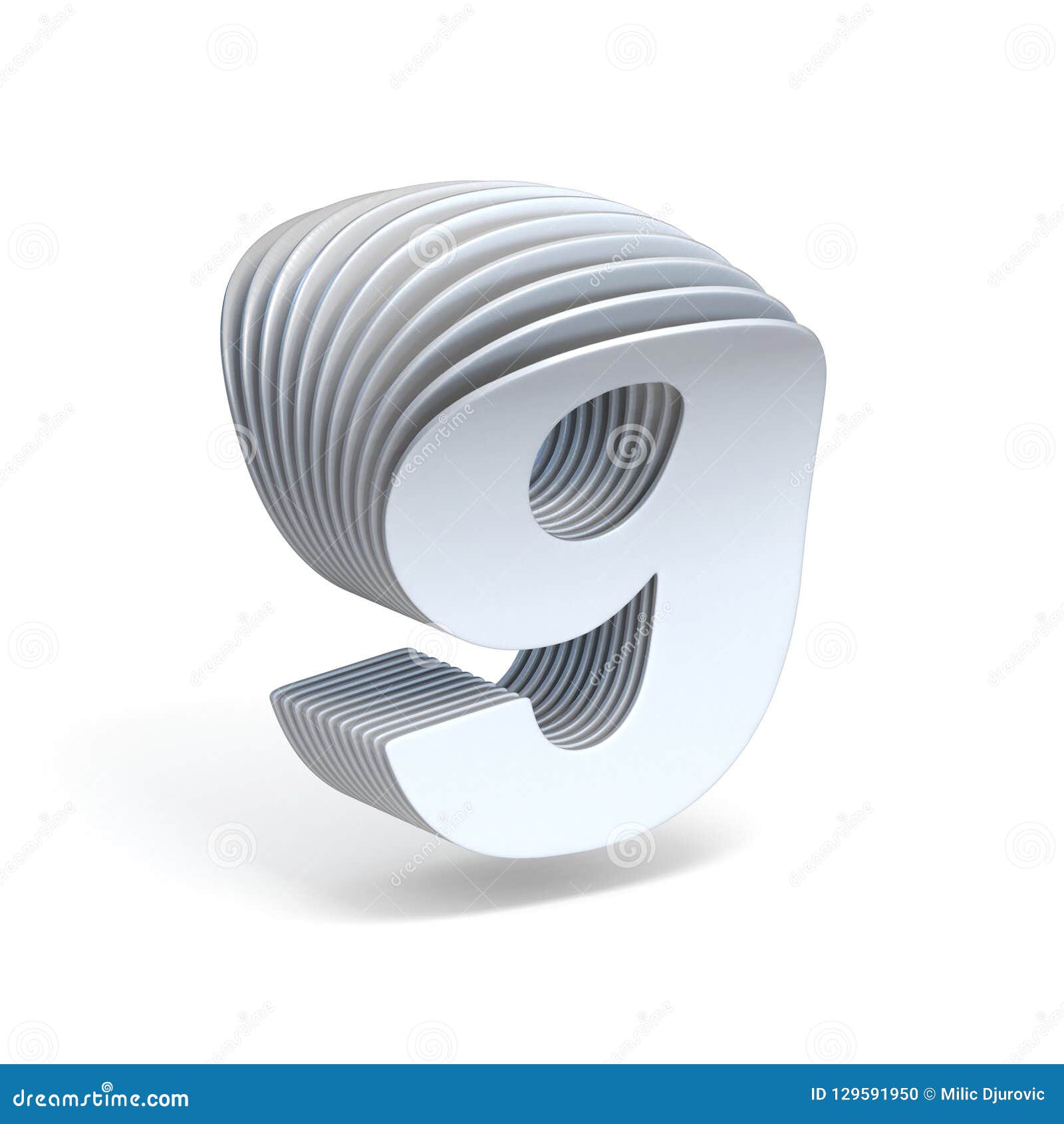 Curved Paper Sheets Number 9 NINE 3D Stock Illustration - Illustration ...