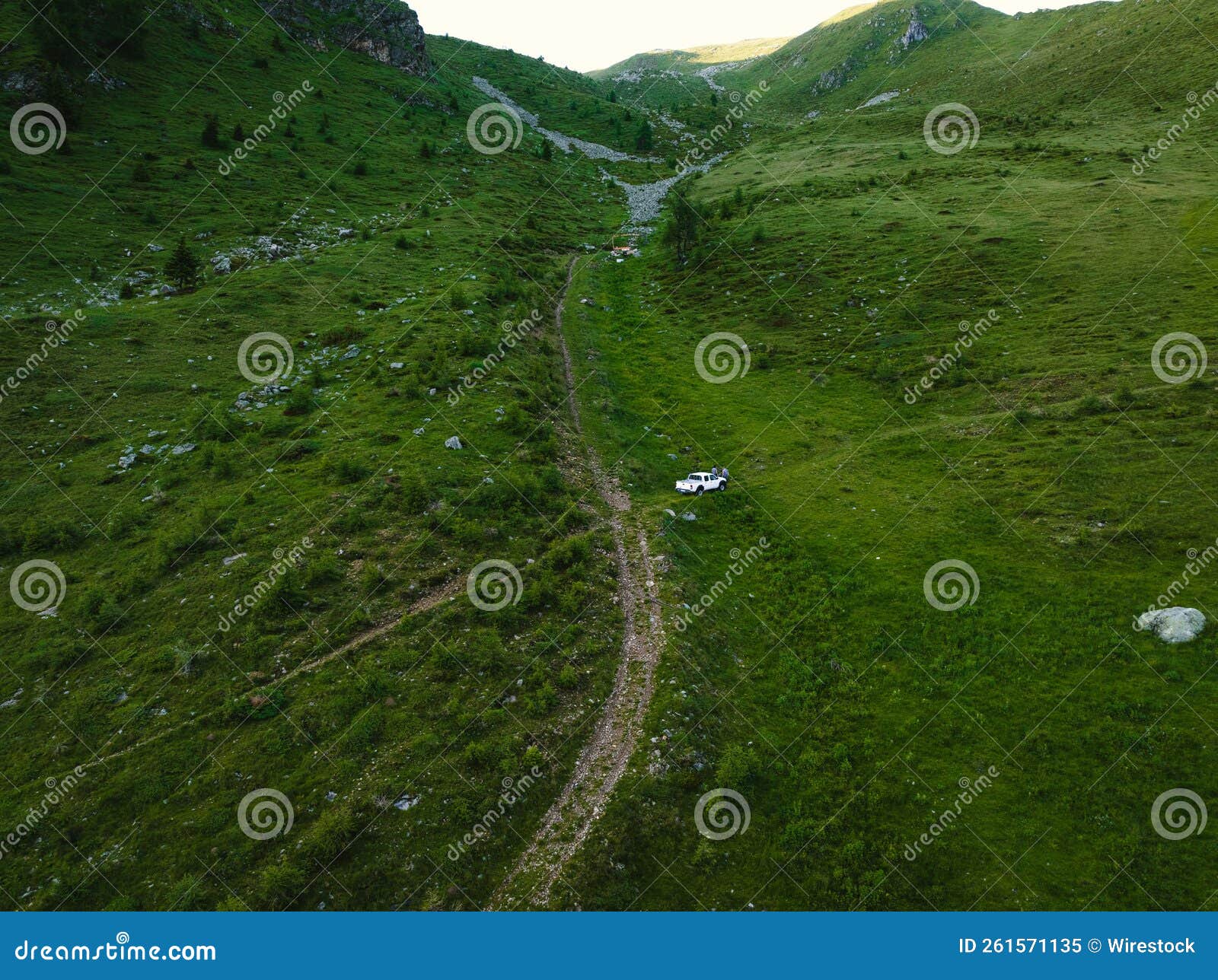 Curved Path through Green Valley in the Mountains Stock Image - Image ...
