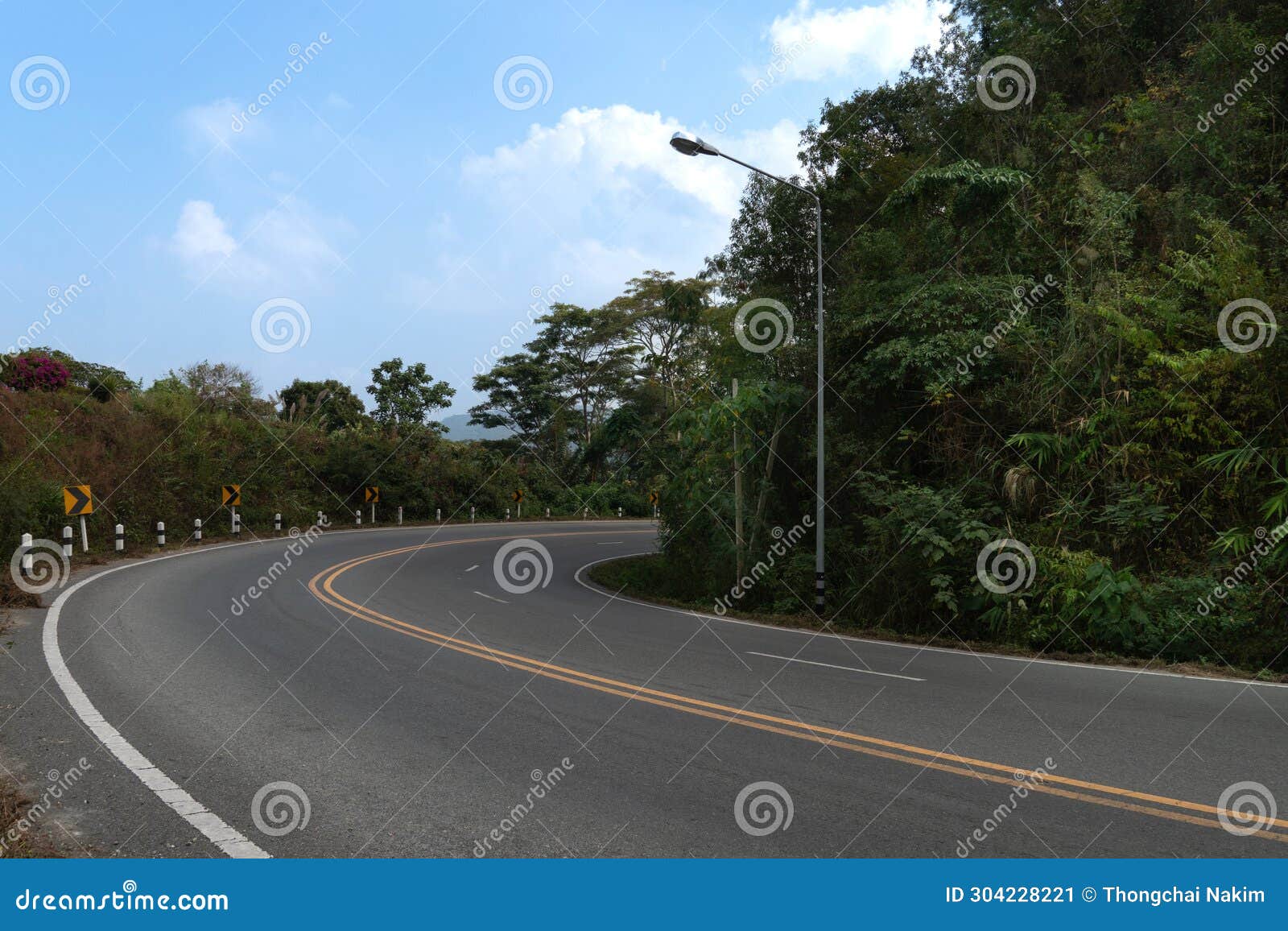 Curved Path of Mountainside Asphalt Road. Stock Image - Image of ...