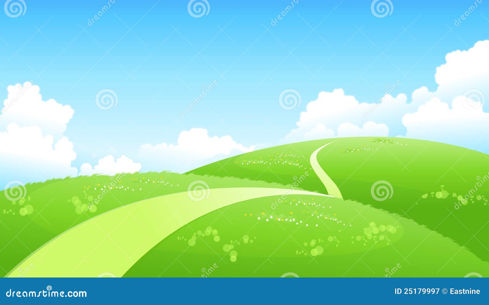 Curved Path Over Green Landscape Stock Vector - Illustration of colour ...