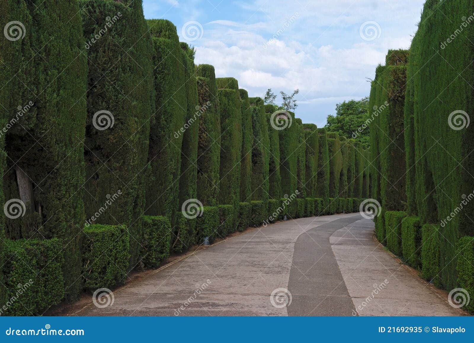 Curved Pathway in the Gardens of Alhambra Stock Image - Image of moors ...