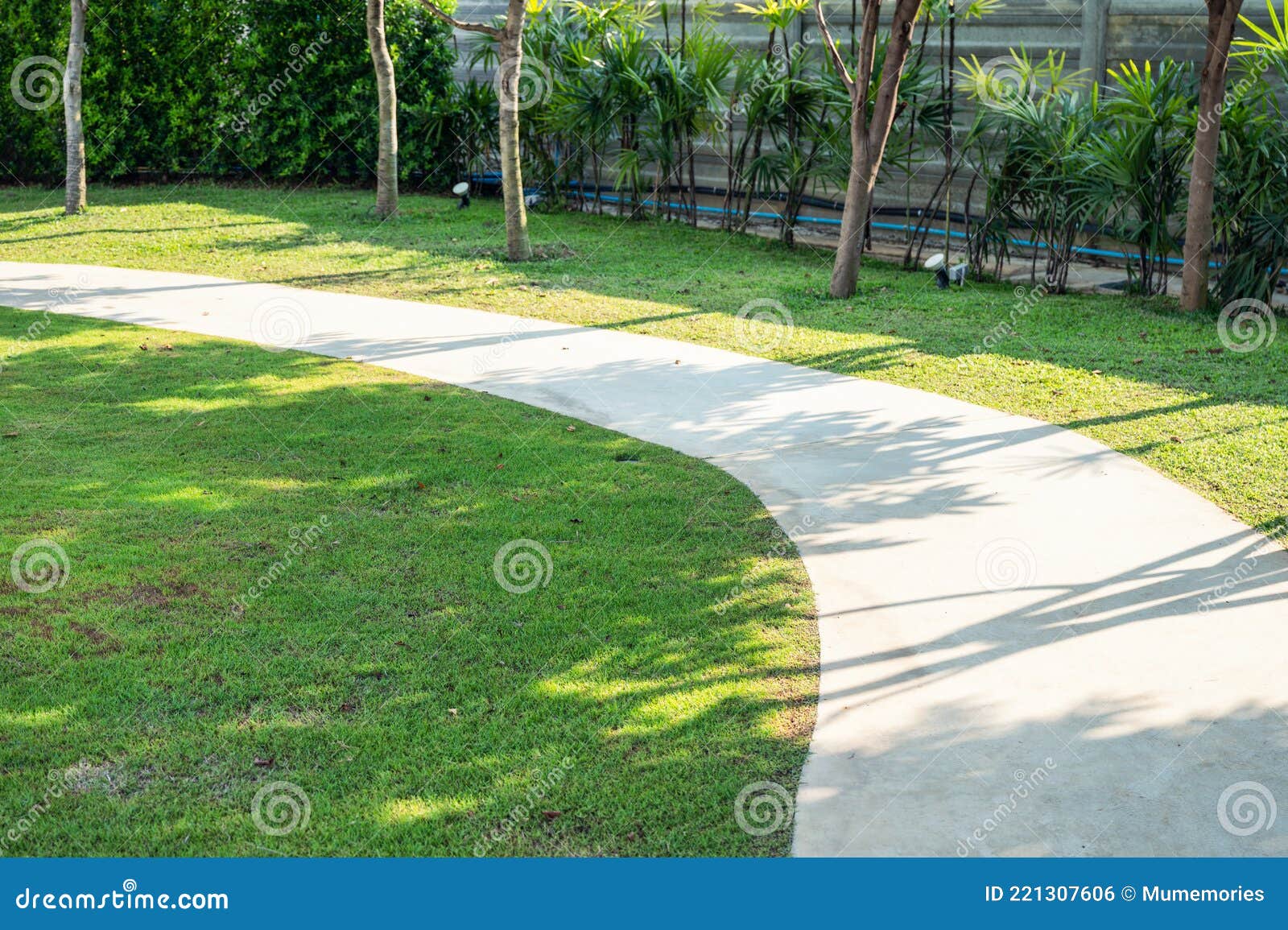 Curved Pathway through Green Lawn in Garden Stock Photo - Image of ...