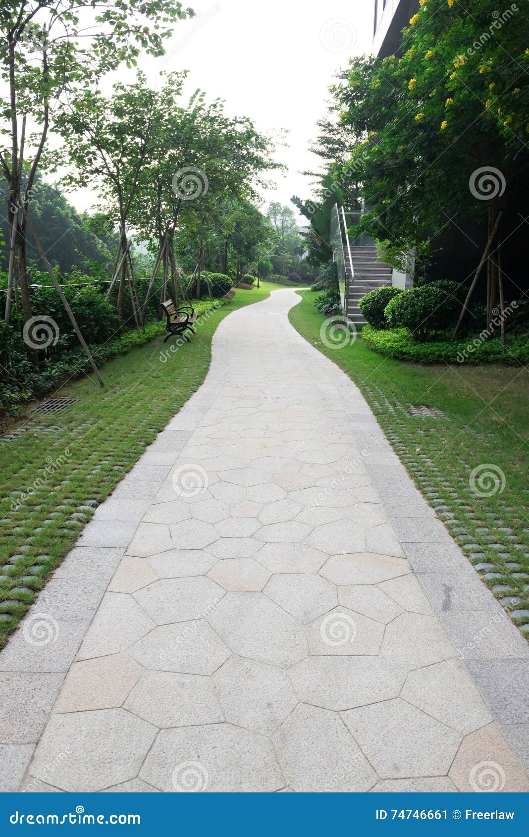Curved Pathway in Outdoor of Residential Building Stock Image - Image ...