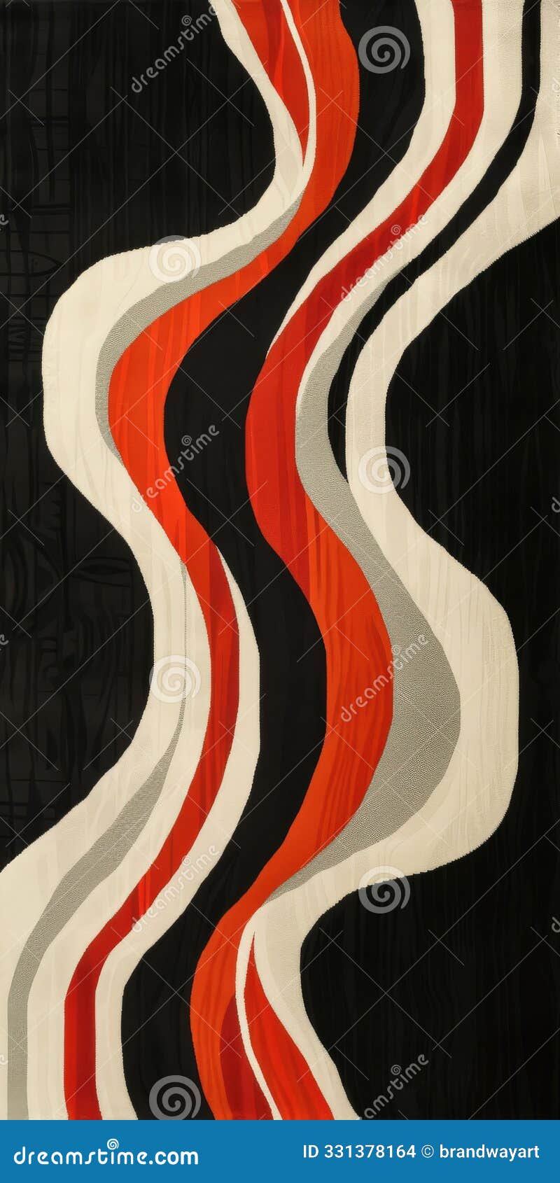 Abstract Art with Repetitive Curves and Bold Colors on a Black ...