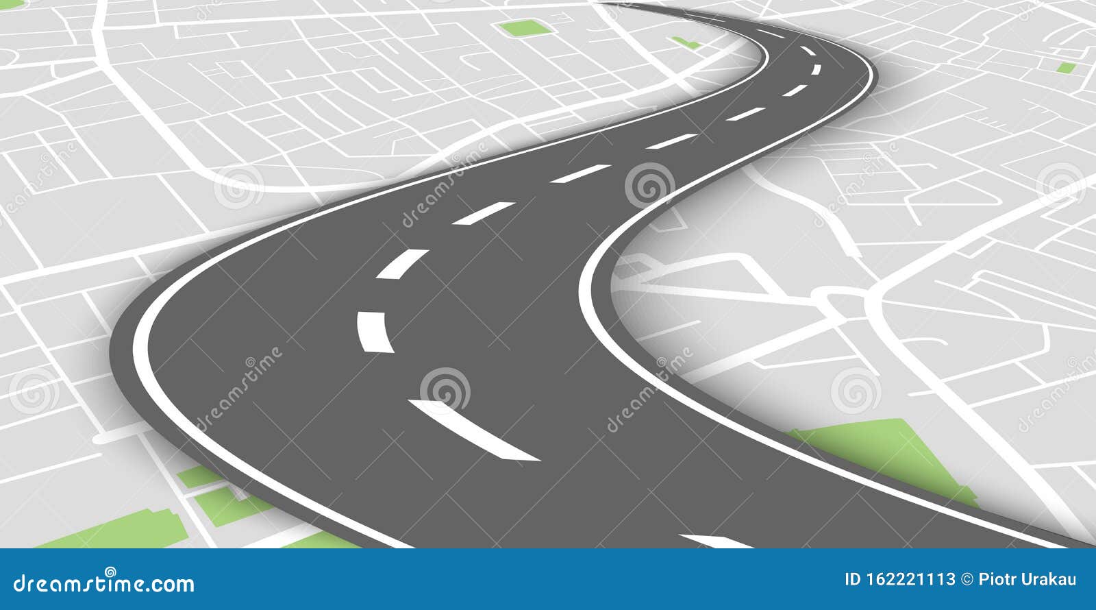 Curved Perspective Road With Yellow Markings. Highway Isolated On ...