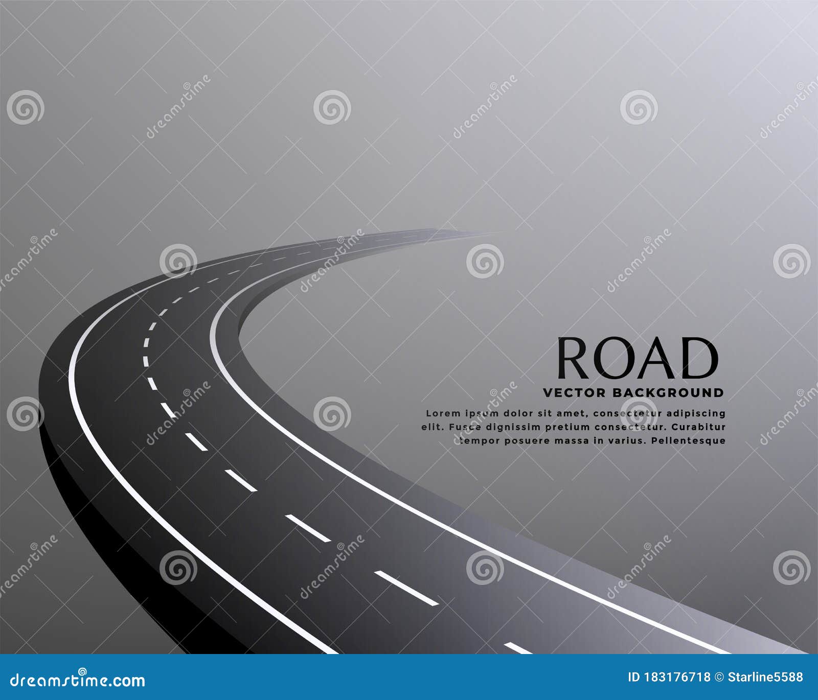 Curved Perspective Road Pathway Background Stock Vector - Illustration ...