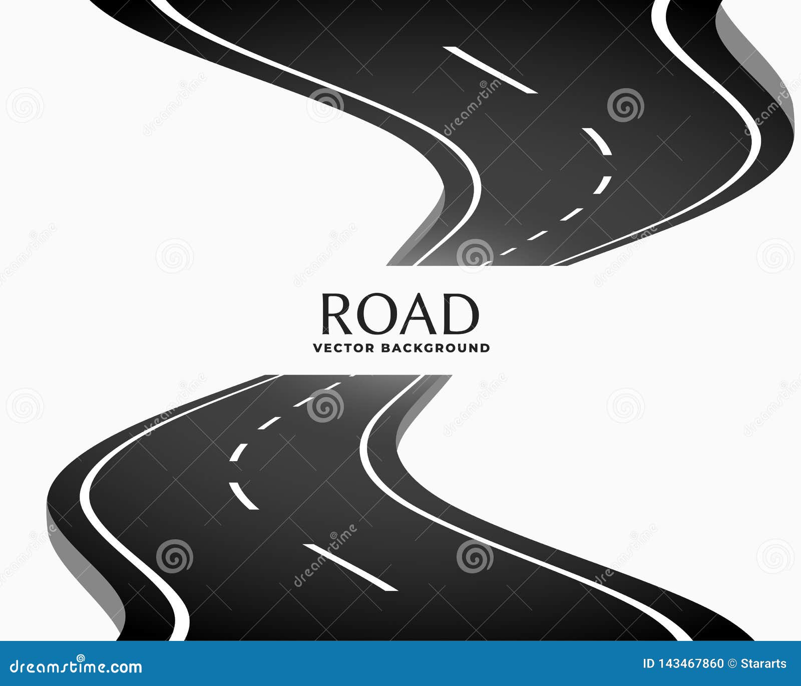 Curved Perspective Road With Yellow Markings. Highway Isolated On ...