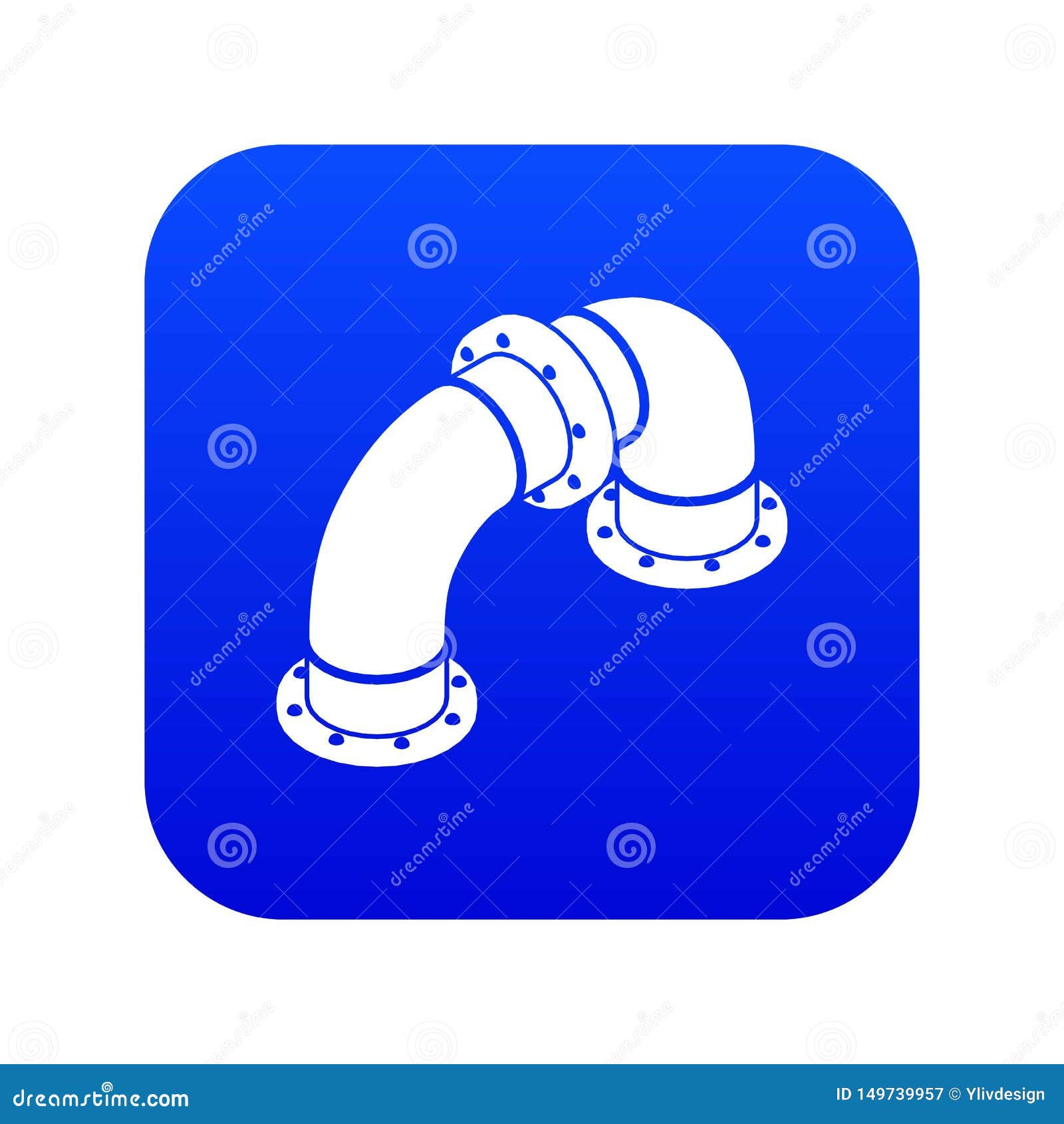 Curved Pipe Icon Blue Vector Stock Vector - Illustration of cross ...