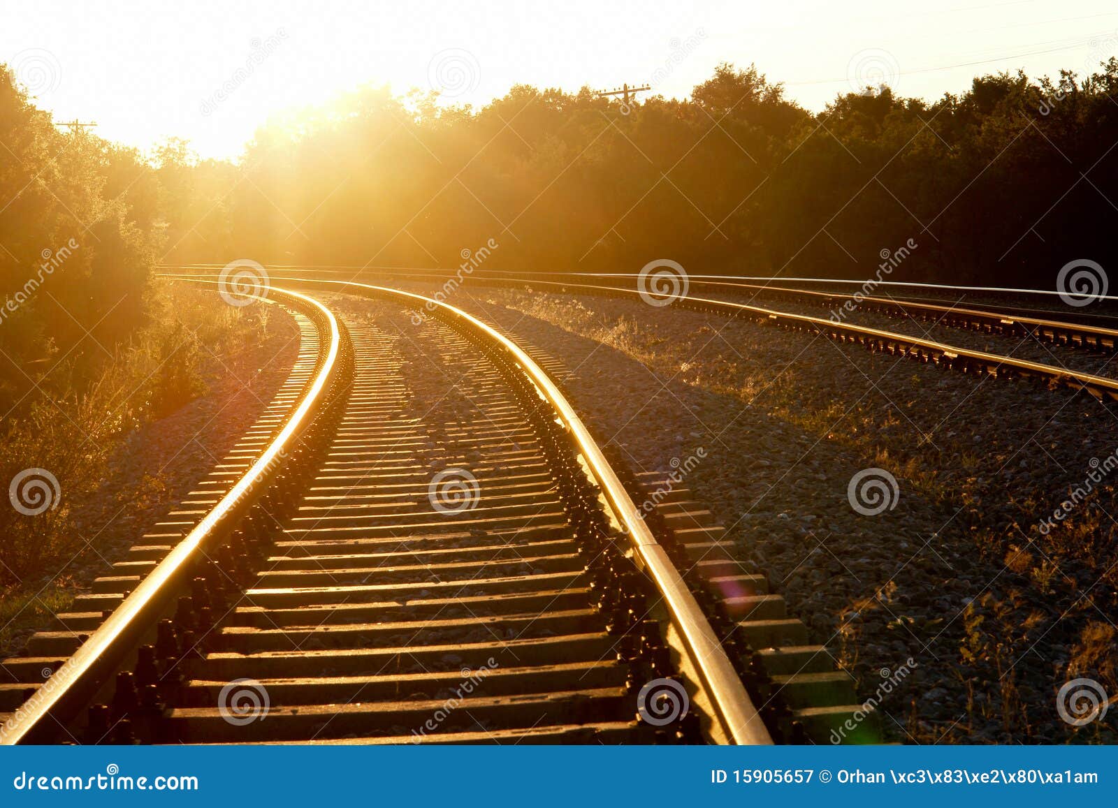 Curved railroad in sunset stock image. Image of path - 15905657