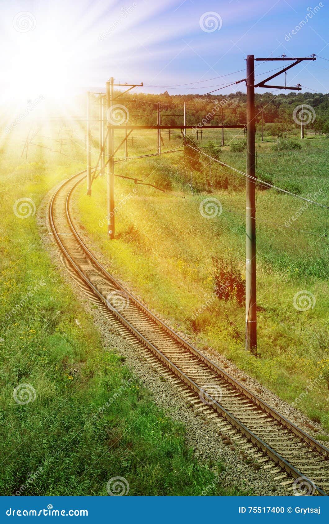 Curved Railroad Track stock photo. Image of arcuate, mountains - 75517400