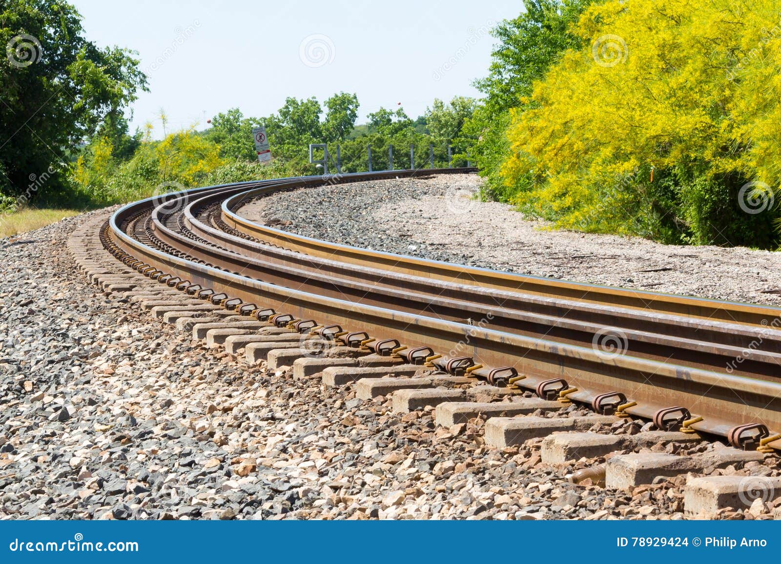 Curved railroad tracks stock photo. Image of horizon - 78929424