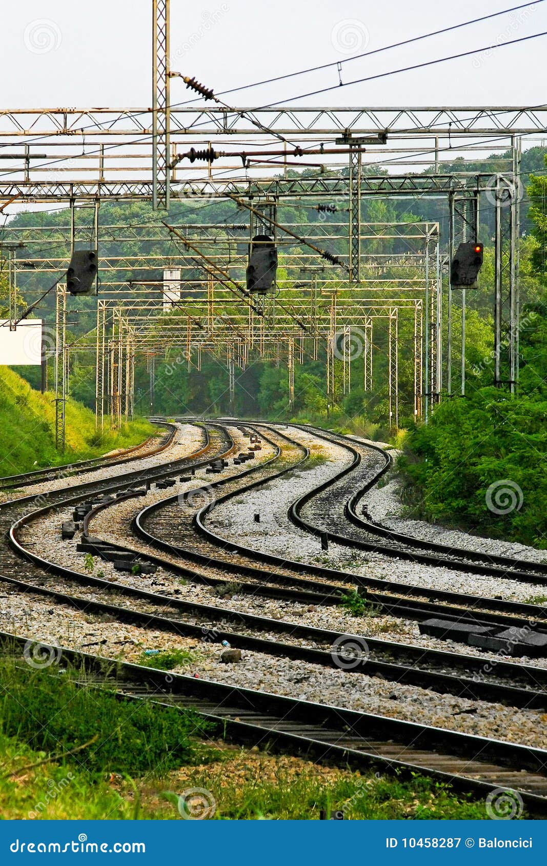 Curved rails stock image. Image of trains, railways, lights - 10458287