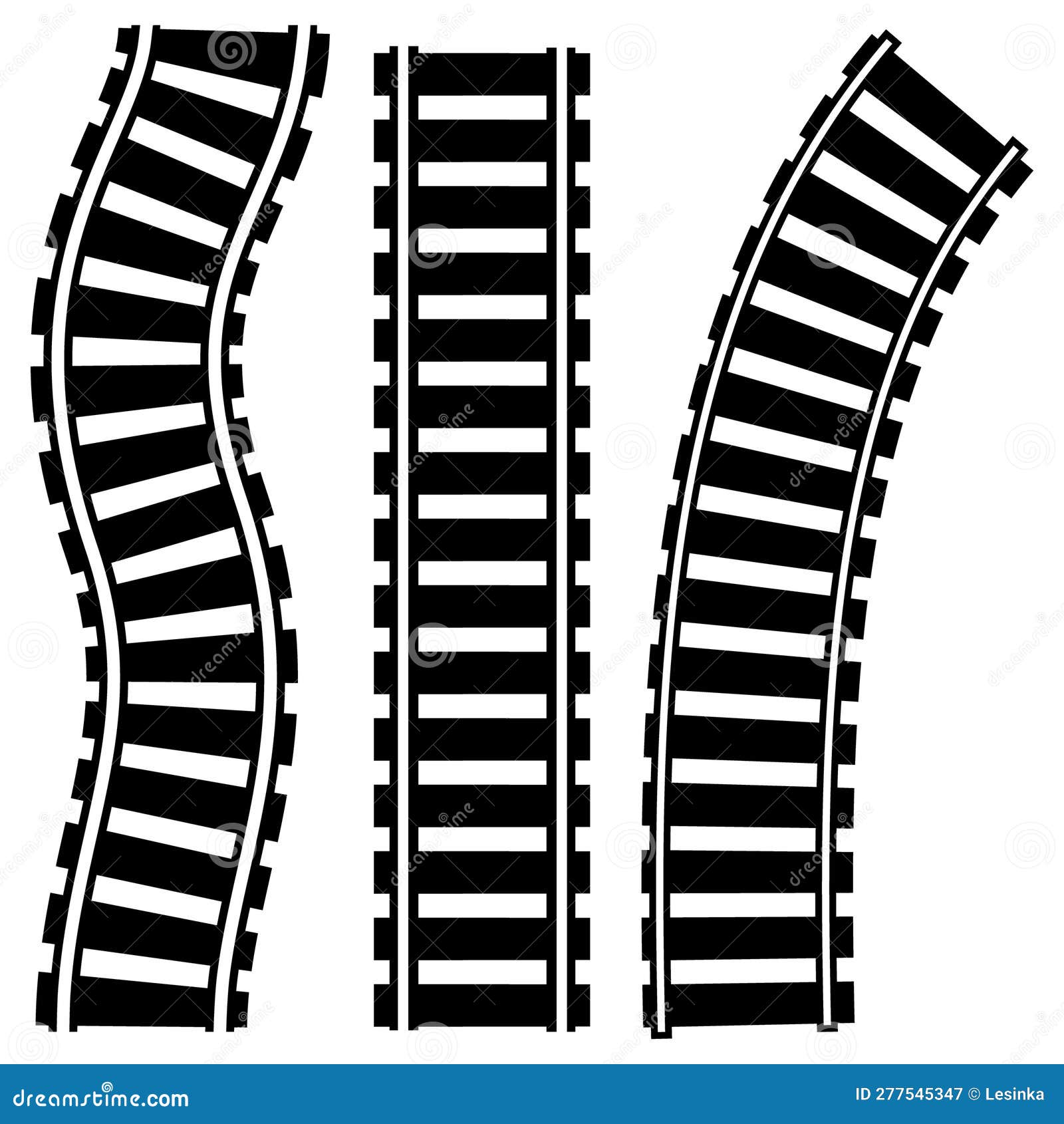 Curved Railway, Rails. Vector Isolated Illustration Stencil ...
