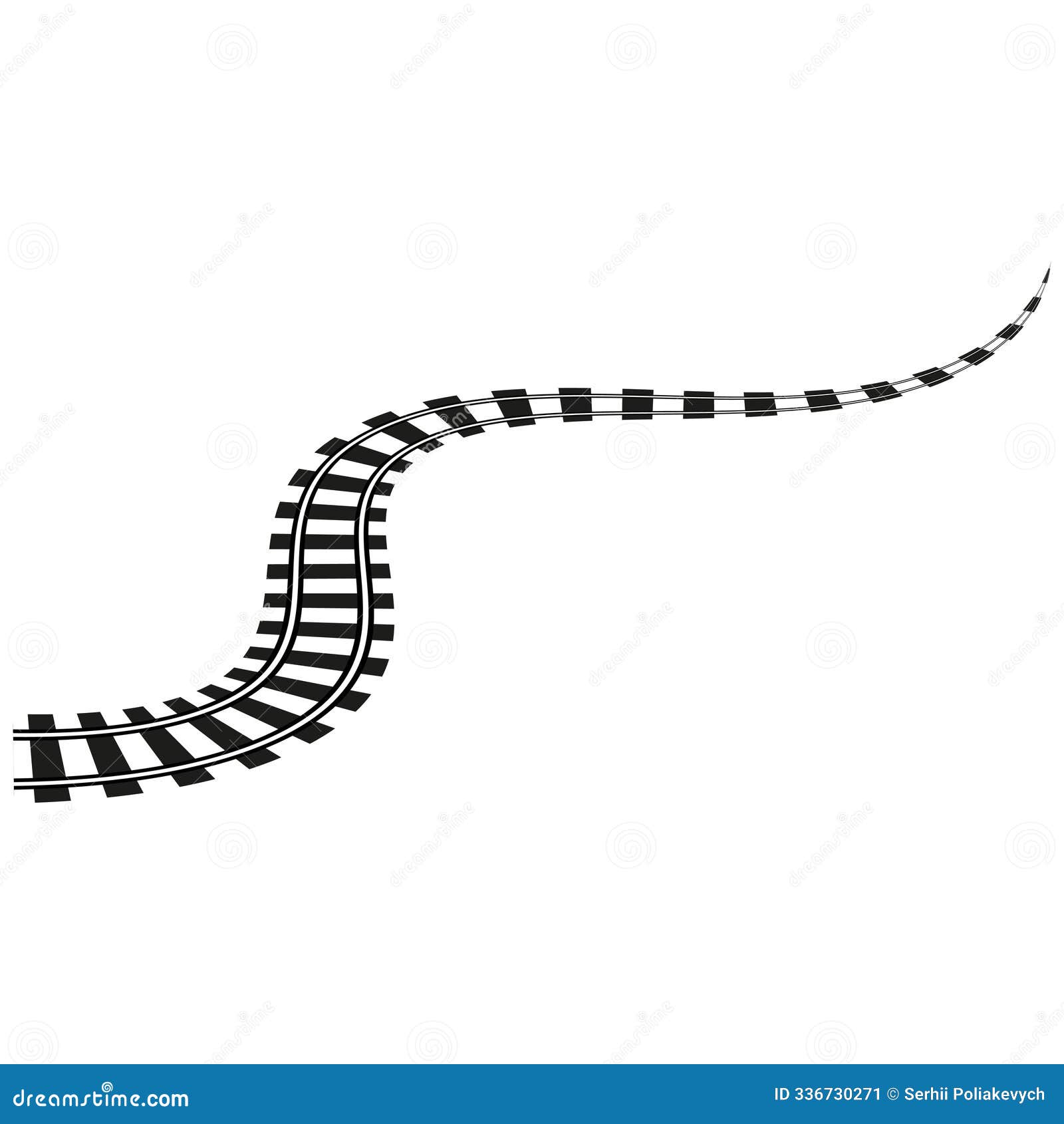 Curved Railway Track. Transport Infrastructure Concept. Perspective ...