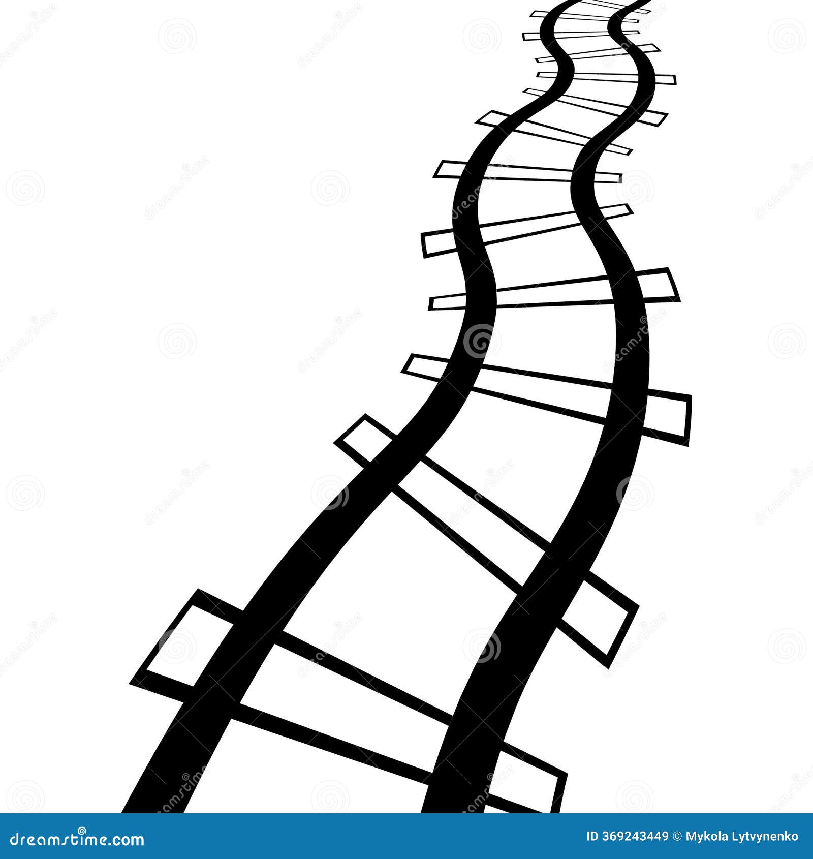 Curved Railway, Rails. Vector Isolated Illustration Black Outline ...