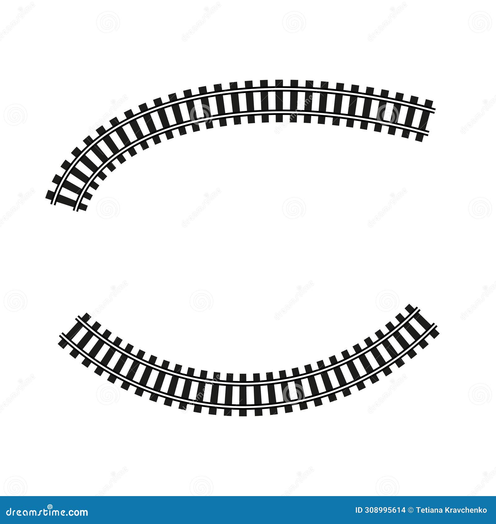 Curved Railway, Rails. Vector Isolated Illustration Stencil ...